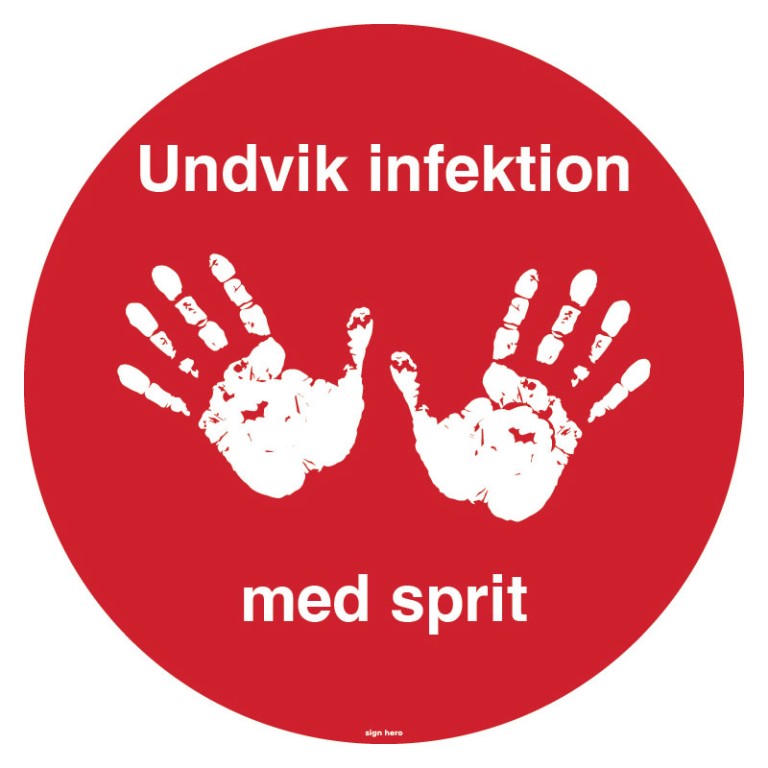 Handsprit - Undvik infektion med sprit skylt • Sign Hero